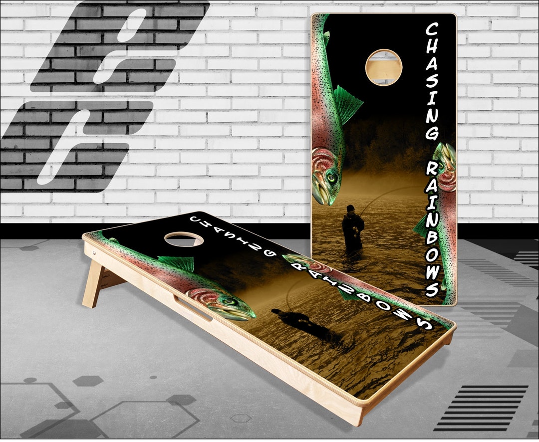 Rainbow Trout Fly Fishing Cornhole Boards Bag Toss Game With Bags - Etsy