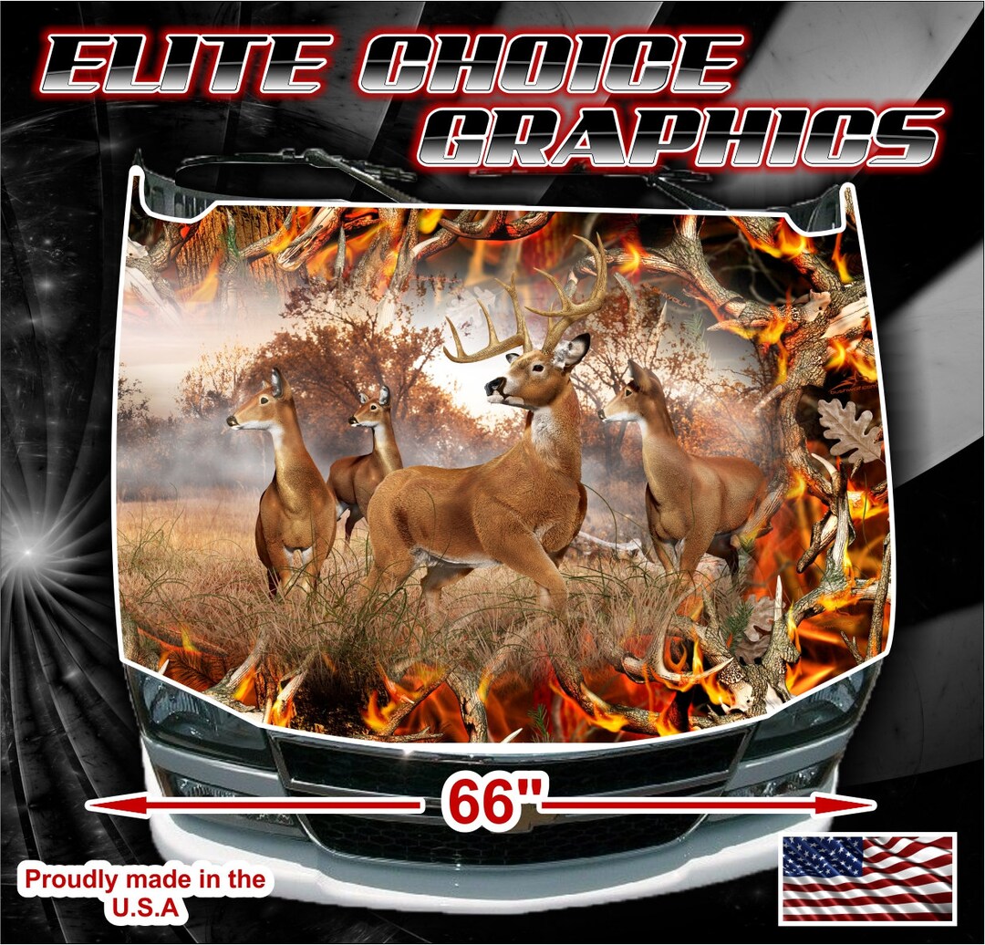 Deer Buck Obliteration Buck Blaze Camo Vinyl Hood Wrap Bonnet Decal ...