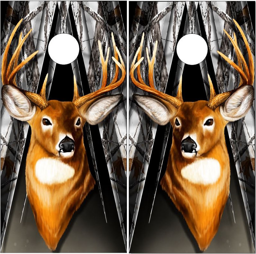Deer Buck Head Camo Spikes Cornhole Wrap Bag Toss Decal Skin Sticker ...