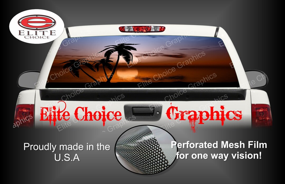 Tropical Sunset 1 Rear Window Graphic Tint Decal Sticker Truck SUV Van ...