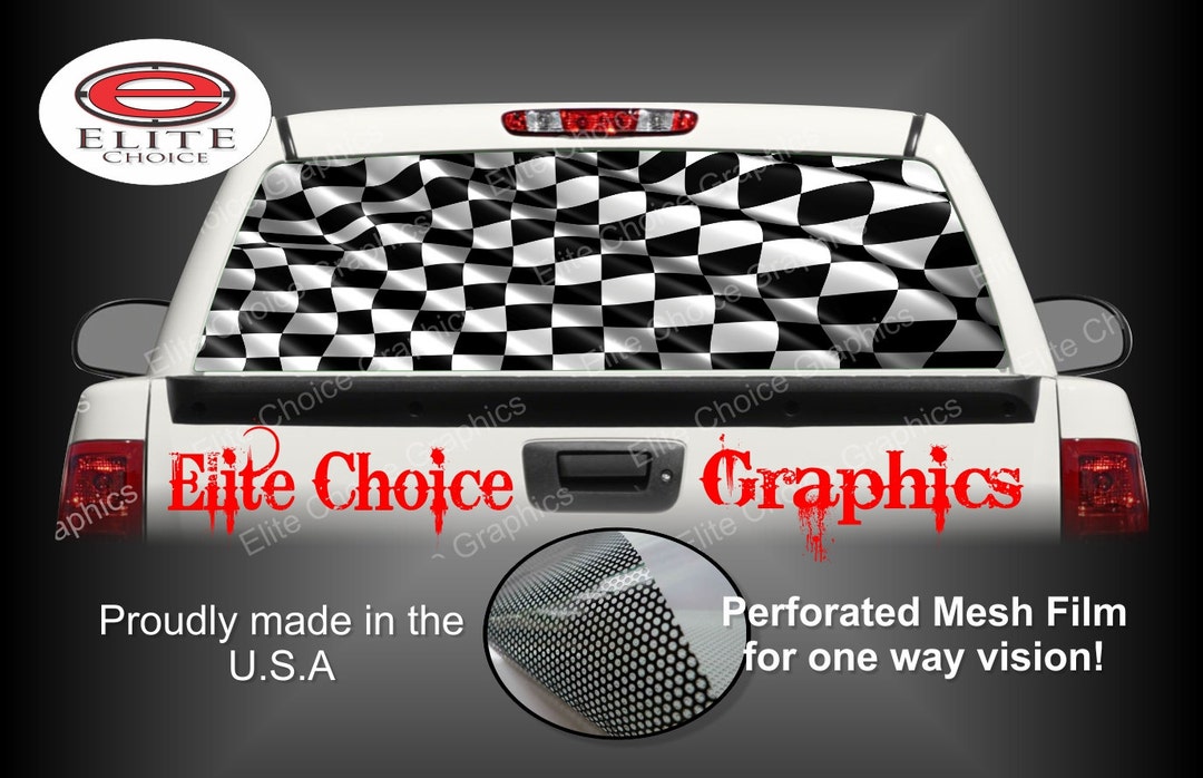 Racing Checkered Flag Rear Window Graphic Tint Decal Sticker Truck SUV ...