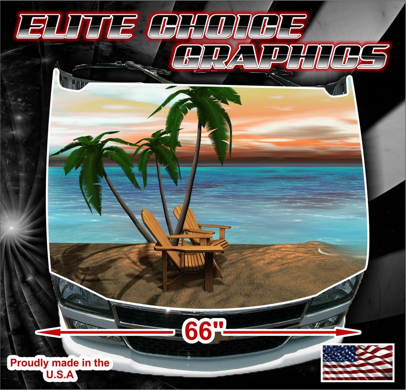 Beach Scene Sunset Vinyl Hood Wrap Bonnet Decal Sticker | Etsy