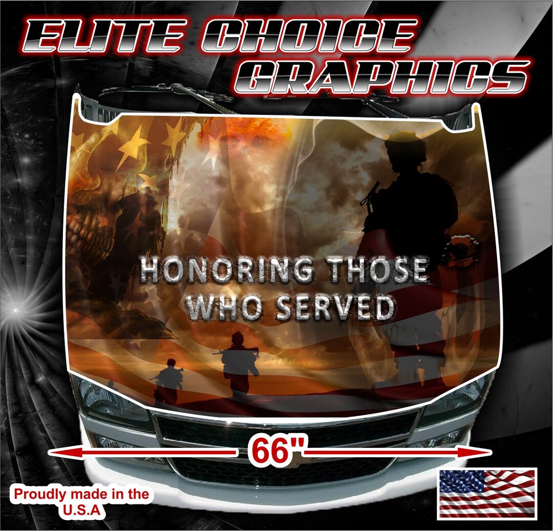 Military Honor Vets Flag Reaper Vinyl Hood Wrap Bonnet Decal Sticker ...