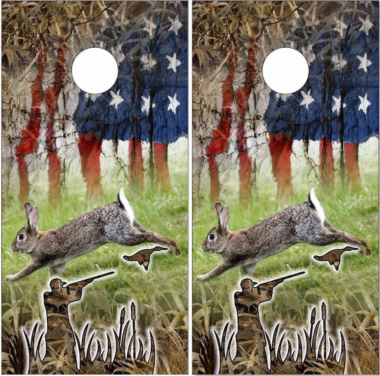 Rabbit Hunting American Flag Cornhole Wrap Bag Toss Decal Skin Sticker ...