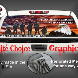 Military Honor Our Veterans Rear Window Graphic Tint Decal Sticker ...