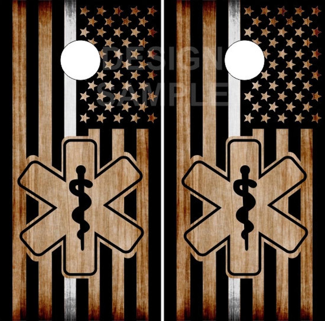 EMS Thin White Line Burnt Flag Cornhole Wrap Bag Toss Decal Skin ...