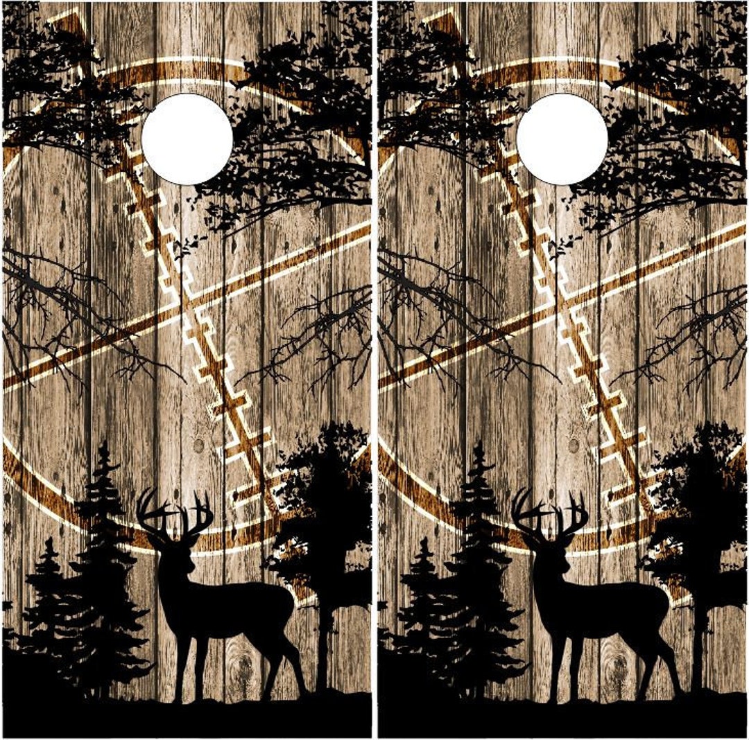 Deer Buck Hunting Woods Cornhole Wrap Bag Toss Decal Skin Sticker Wraps ...