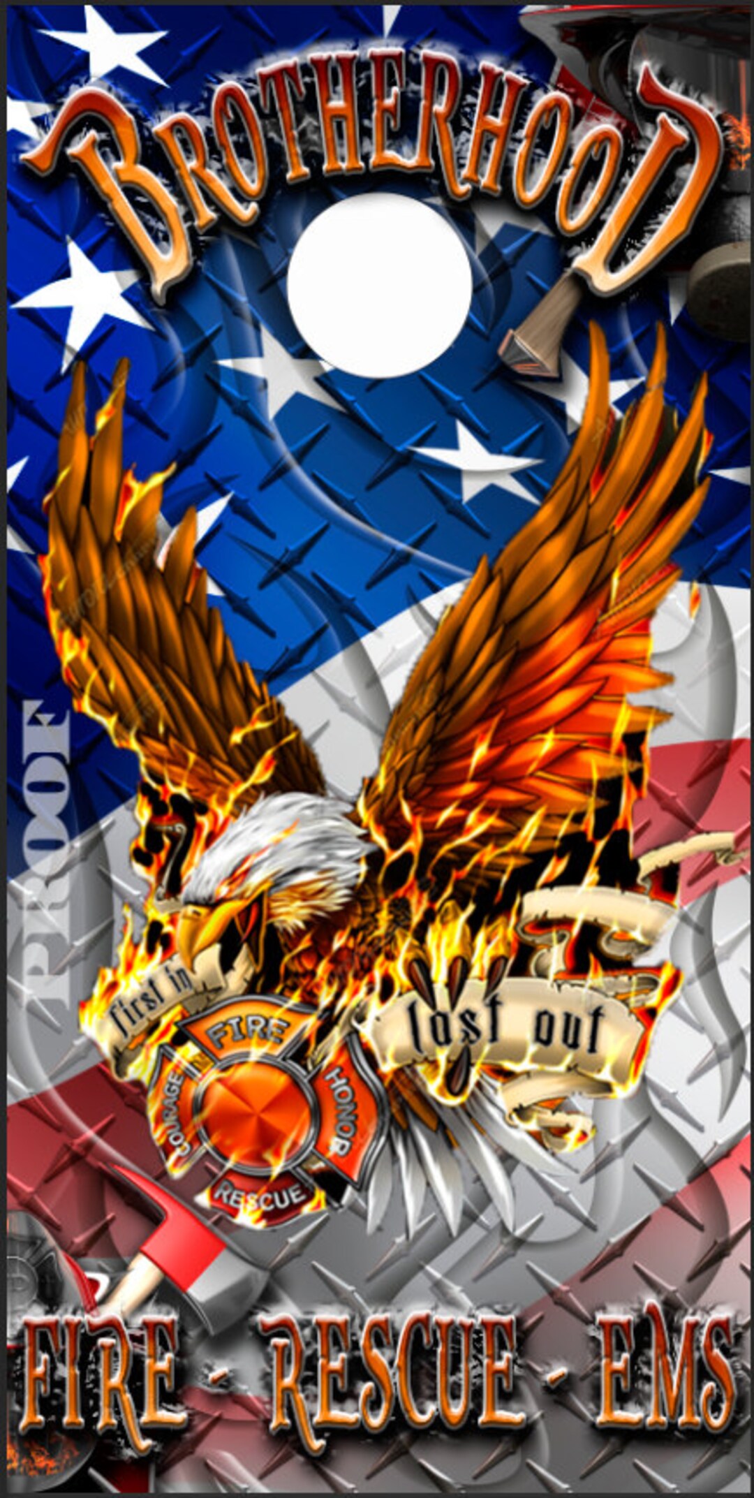 Firefighter Brotherhood American Flag Cornhole Wrap Bag Toss Decal Skin ...