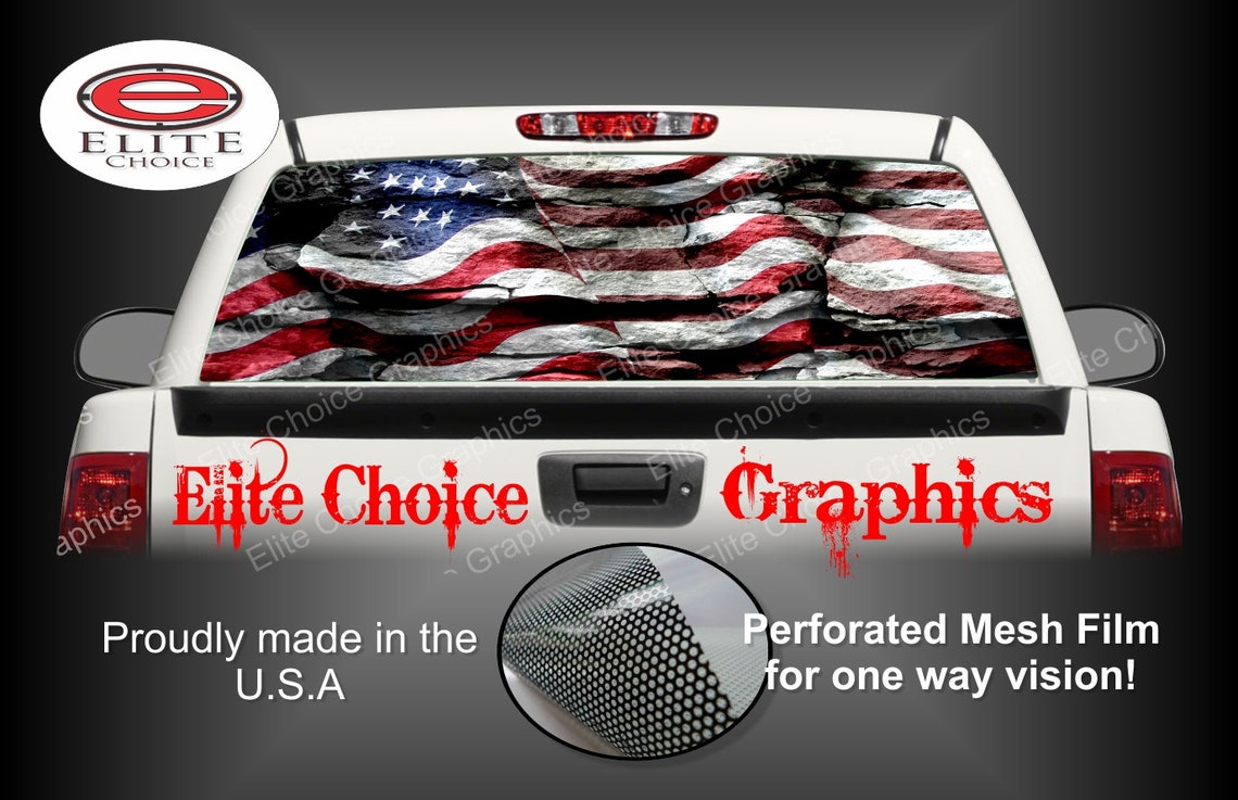 American Flag Rocks Rear Window Graphic Tint Decal Sticker | Etsy