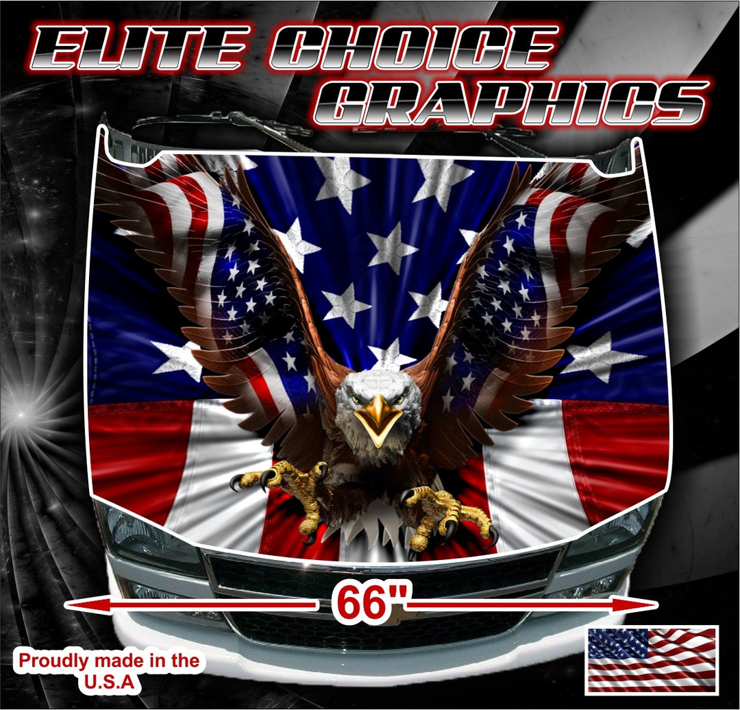 American Eagle Flag Vinyl Hood Wrap Bonnet Decal Sticker Graphic ...