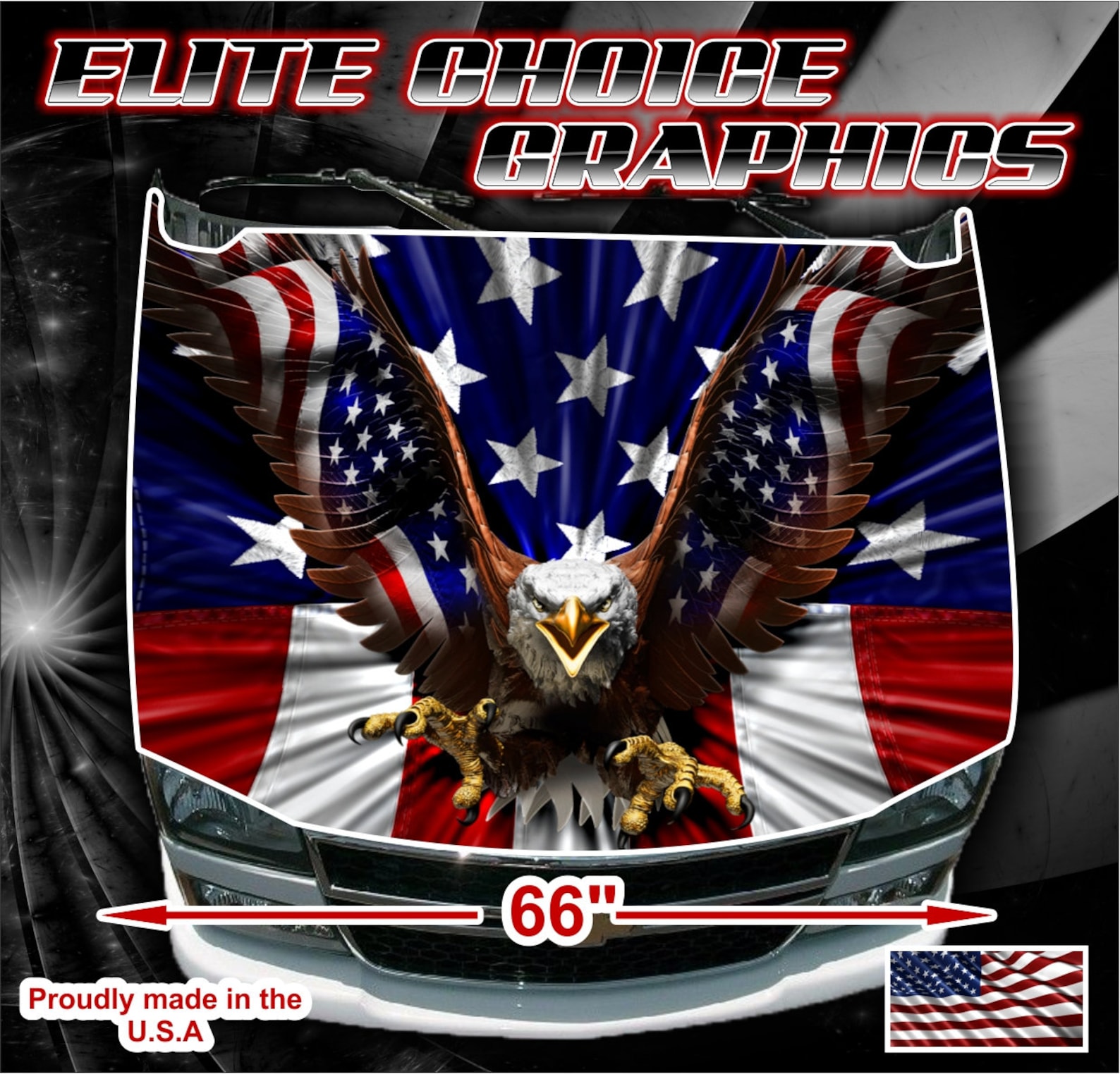American Eagle Flag Vinyl Hood Wrap Bonnet Decal Sticker Graphic ...