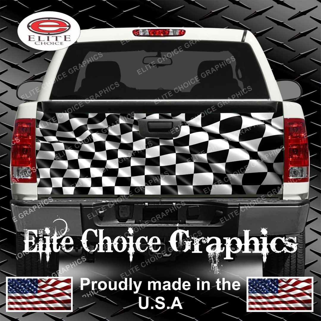 Racing Checkered Flag Truck Tailgate Wrap Vinyl Graphic Decal Sticker ...