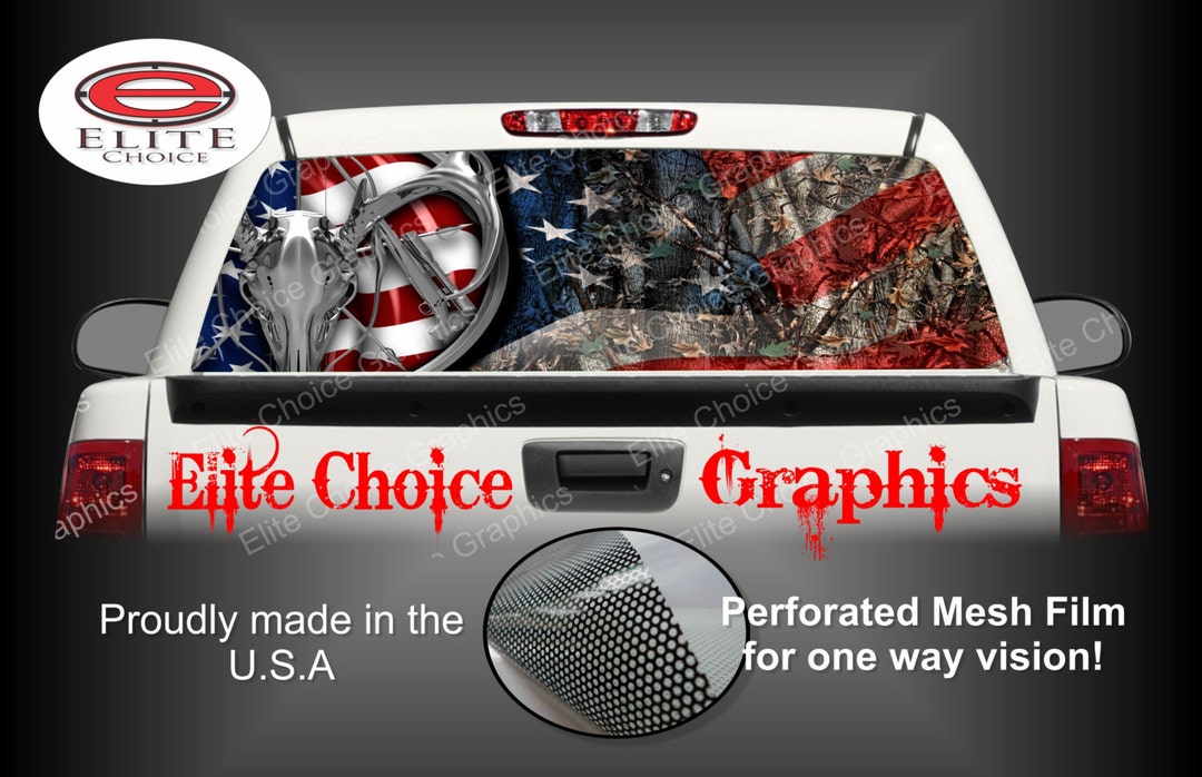American Deer Hunter Flag Camo Rear Window Graphic Tint Decal Sticker ...