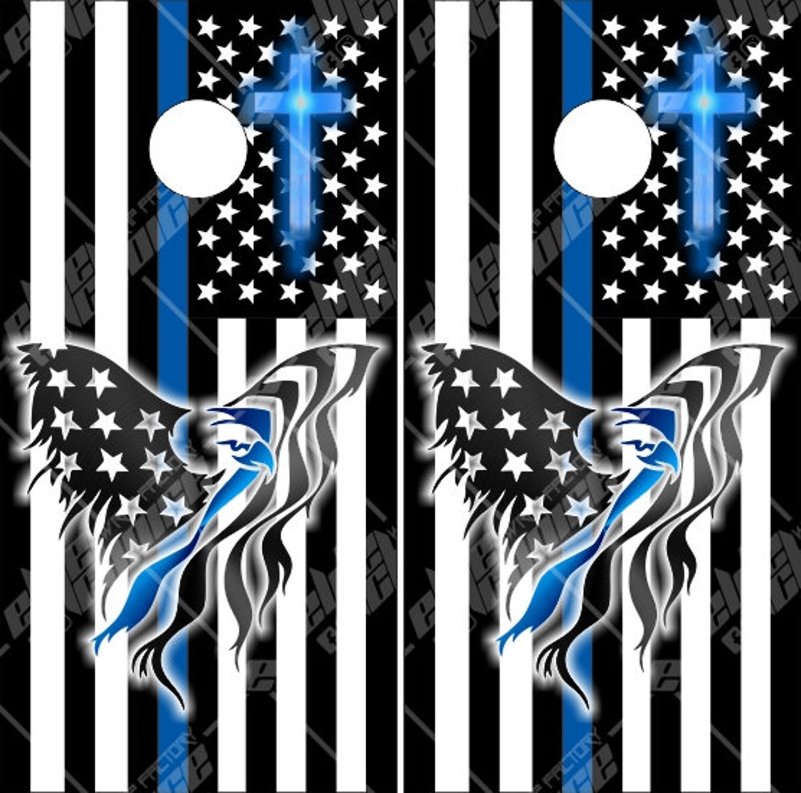 Thin Blue Line Eagle Flag Cornhole Wrap Bag Toss Decal Skin Sticker ...