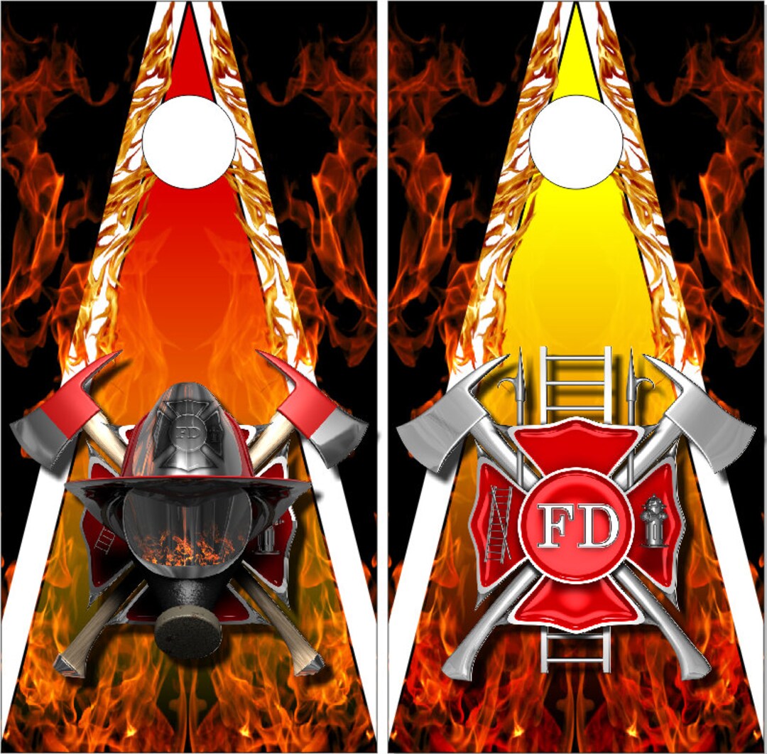 Firefighter Flames Cornhole Wrap Bag Toss Decal Skin Sticker Wraps ...