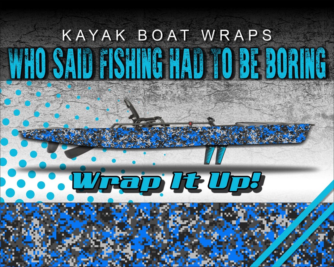 Digital Blue Camo Kayak Vinyl Wrap Kit Graphic Decal/sticker 12ft and ...