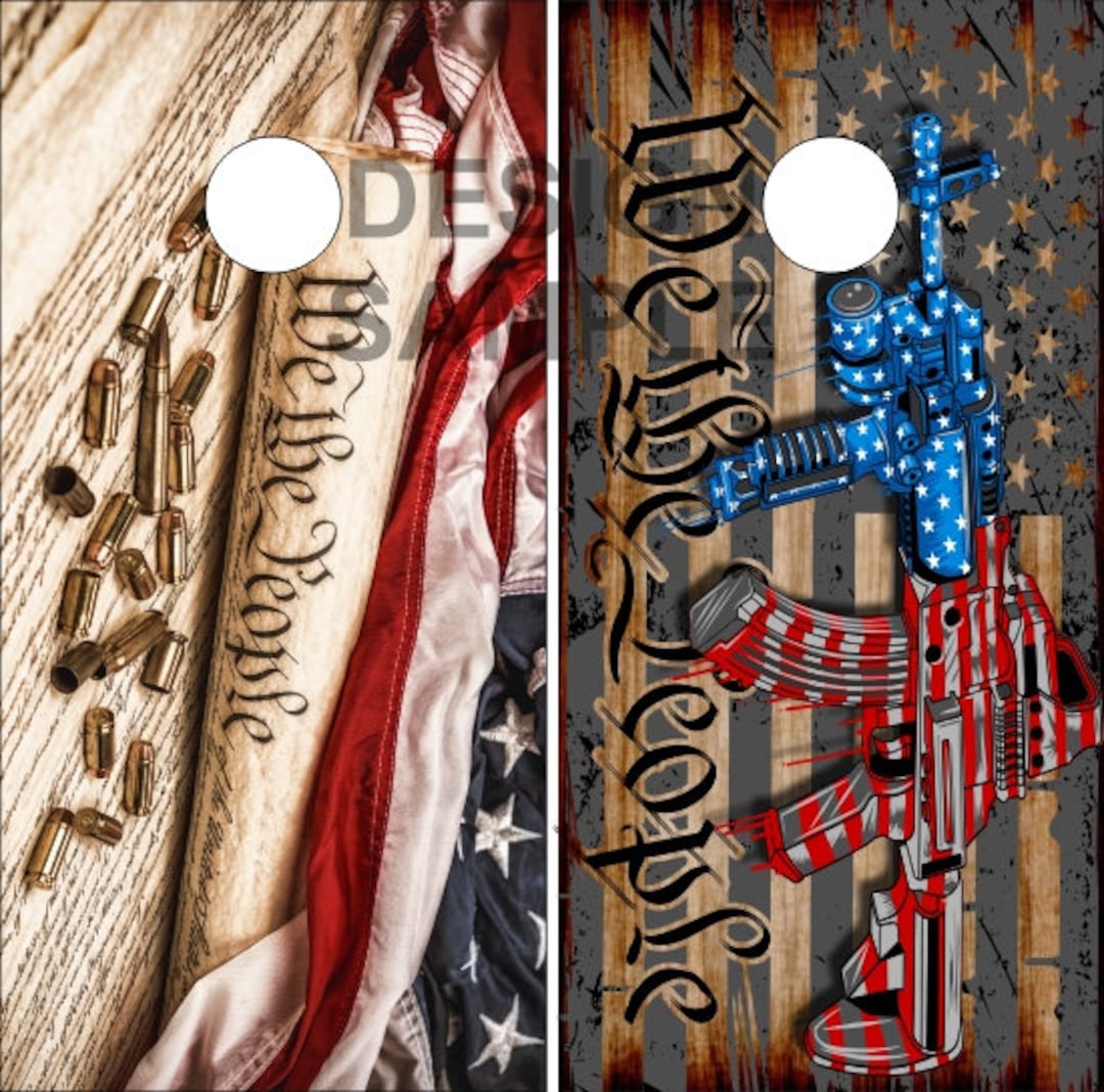 We the People Flag Gun Constitution Cornhole Wrap Bag Toss Decal Skin ...