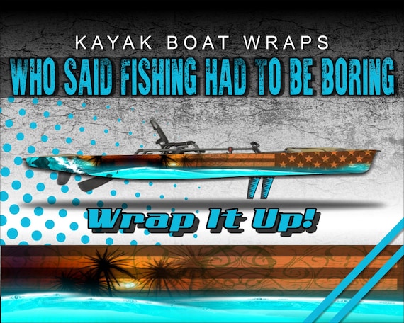 Beach Sunset Wave Flag Wood Kayak Vinyl Wrap Kit Graphic - Etsy