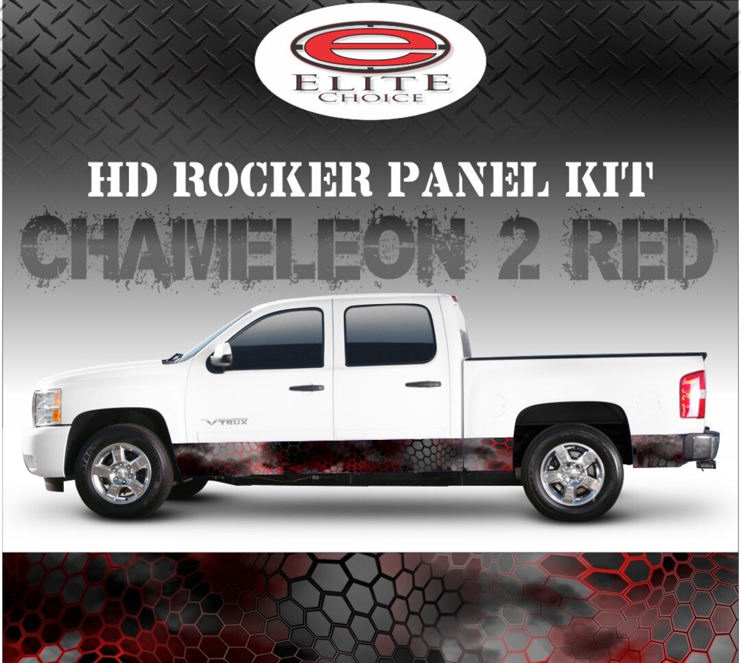 Chameleon Hex 2 Red Camo Rocker Panel Graphic Decal Wrap Truck SUV - 12 ...