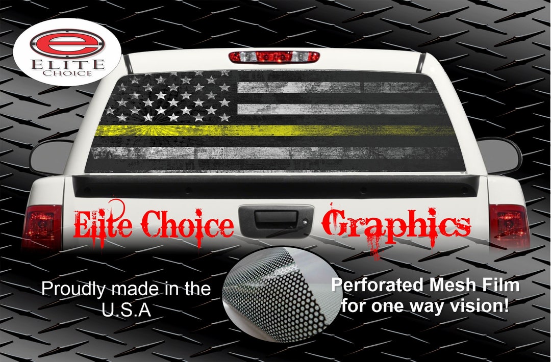 Tow Truck Distressed Thin Yellow Line Flag Rear Window Graphic Tint ...