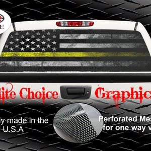 Tow Truck Distressed Thin Yellow Line Flag Rear Window Graphic Tint ...