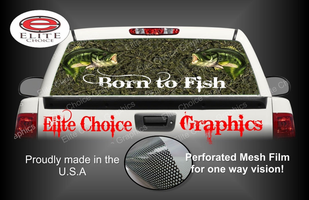 Born to Fish Camo Rear Window Graphic Tint Decal Sticker Truck SUV Van ...