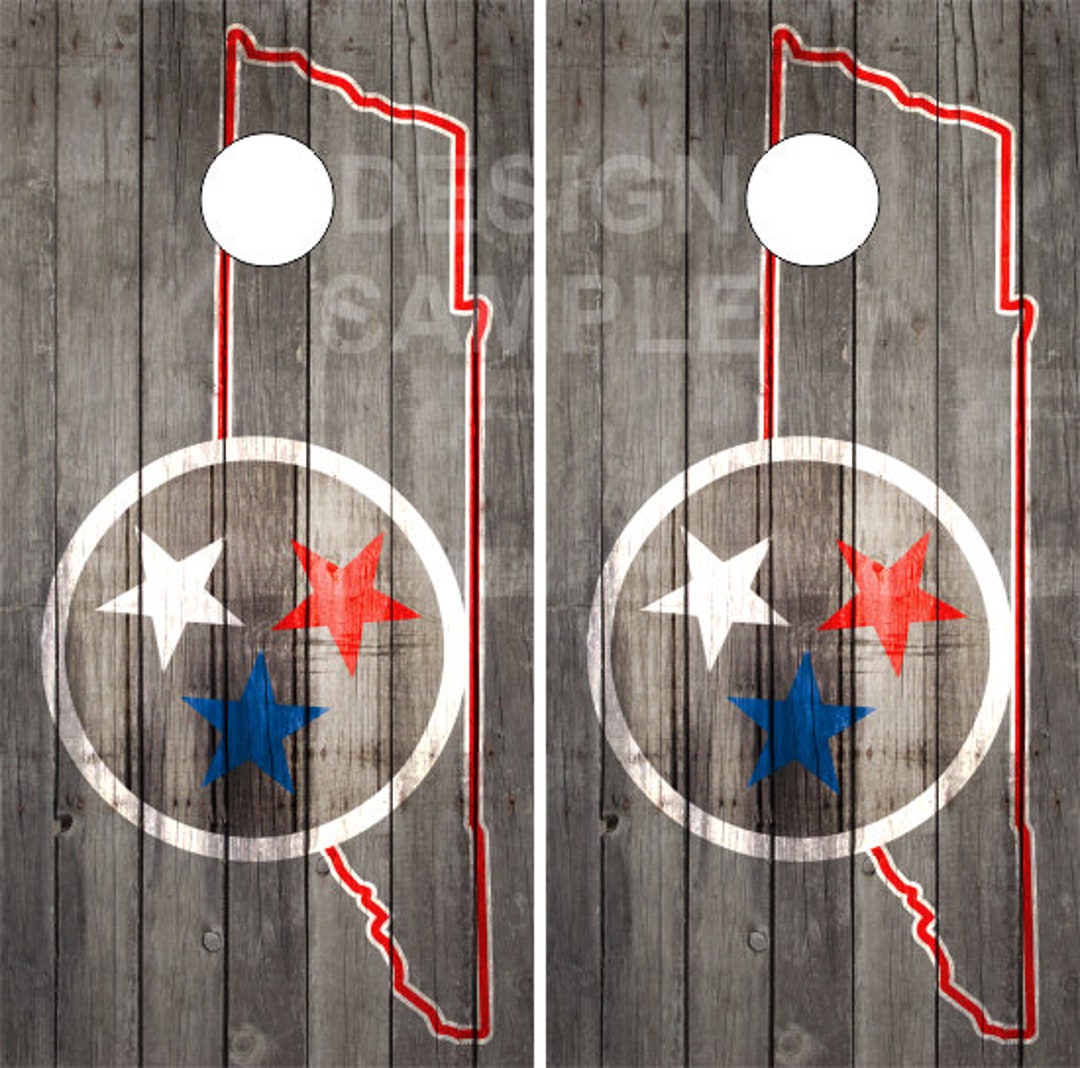 Tennessee State American Flag Wood Cornhole Wrap Bag Toss Decal Skin ...