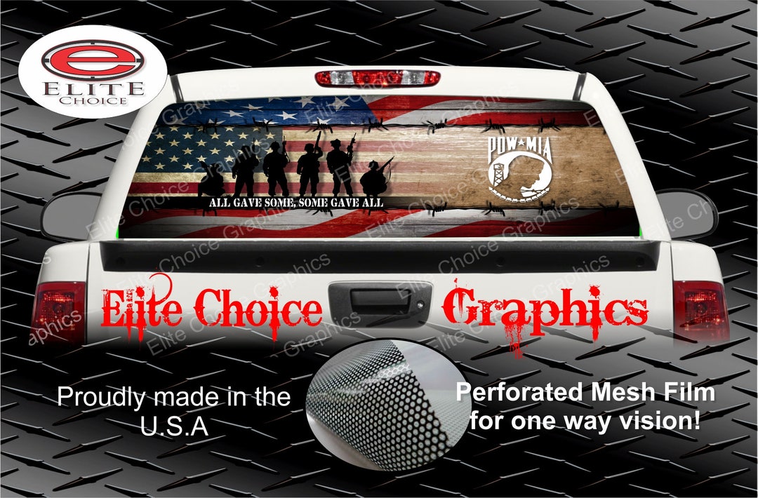 Wicked Wire POW Patriotic Vets Flag Rear Window Graphic Tint Decal ...