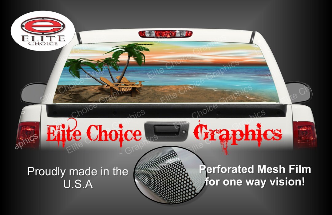 Beach Scene Dusk Rear Window Graphic Tint Decal Sticker Truck SUV Van ...