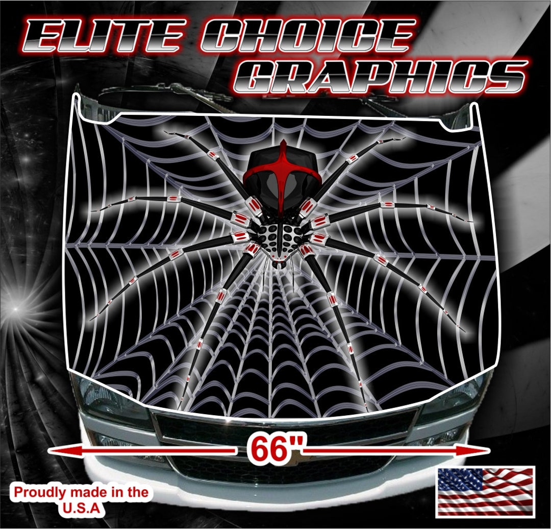 Mechanical Black Widow Spider Vinyl Hood Wrap Bonnet Decal Sticker ...