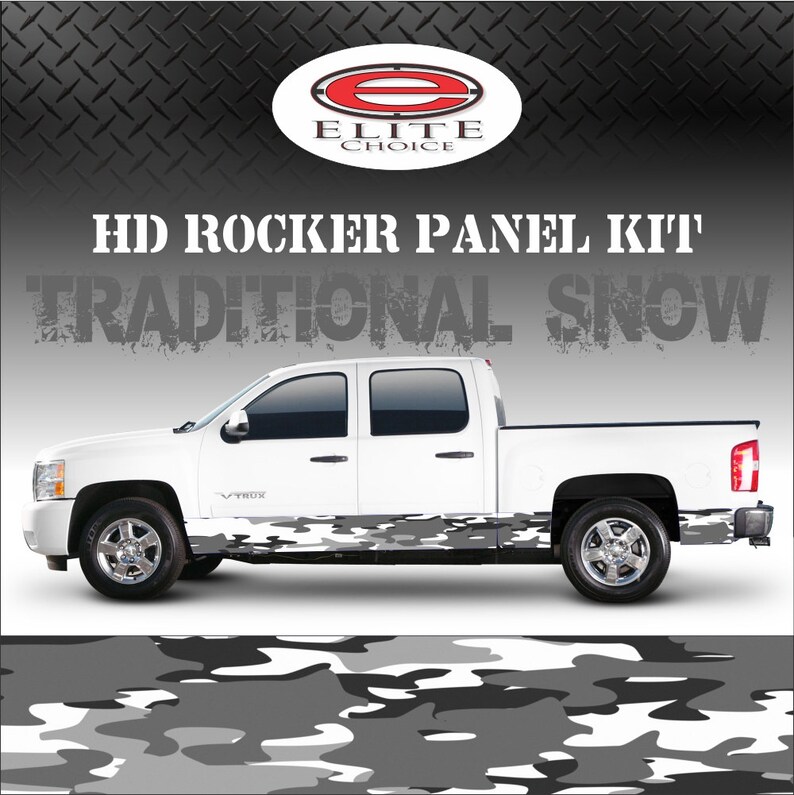 Traditional Snow Camo Rocker Panel Graphic Decal Wrap Truck SUV - 12" X ...