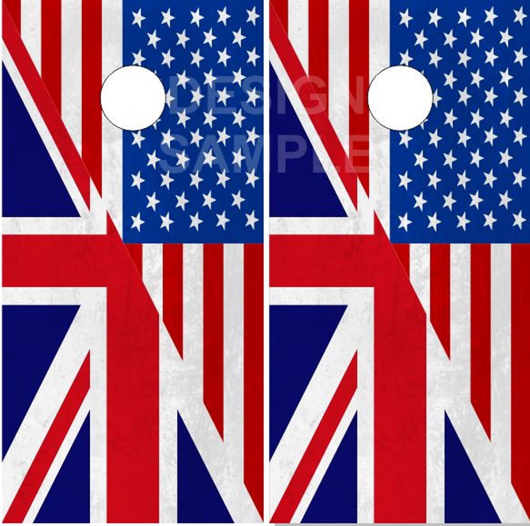American Flag Union Jack Flag Grunge2 Cornhole Wrap Bag Toss Decal Skin Sticker Wraps Laminated ...