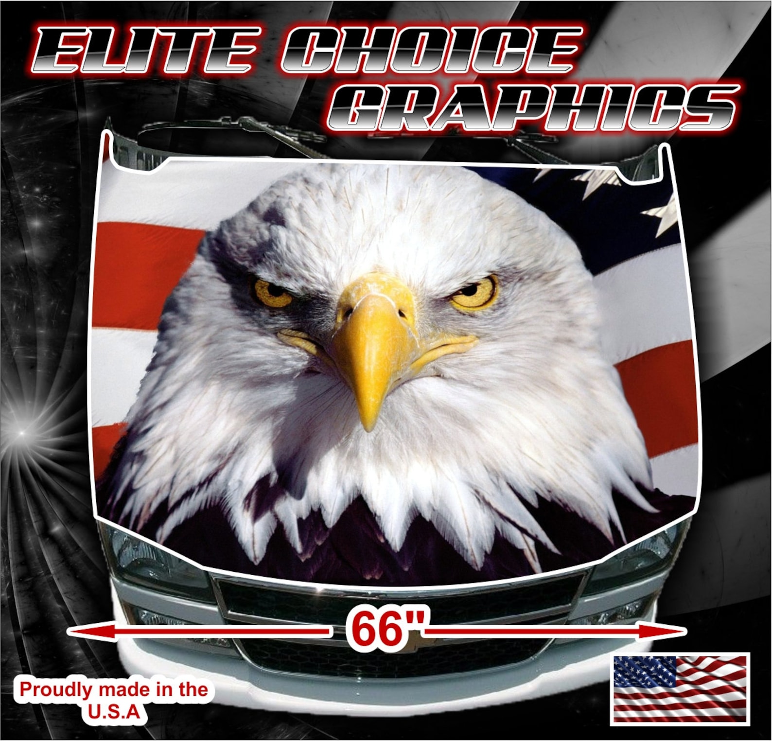 American Flag Eagle 1 Vinyl Hood Wrap Bonnet Decal Sticker Graphic ...
