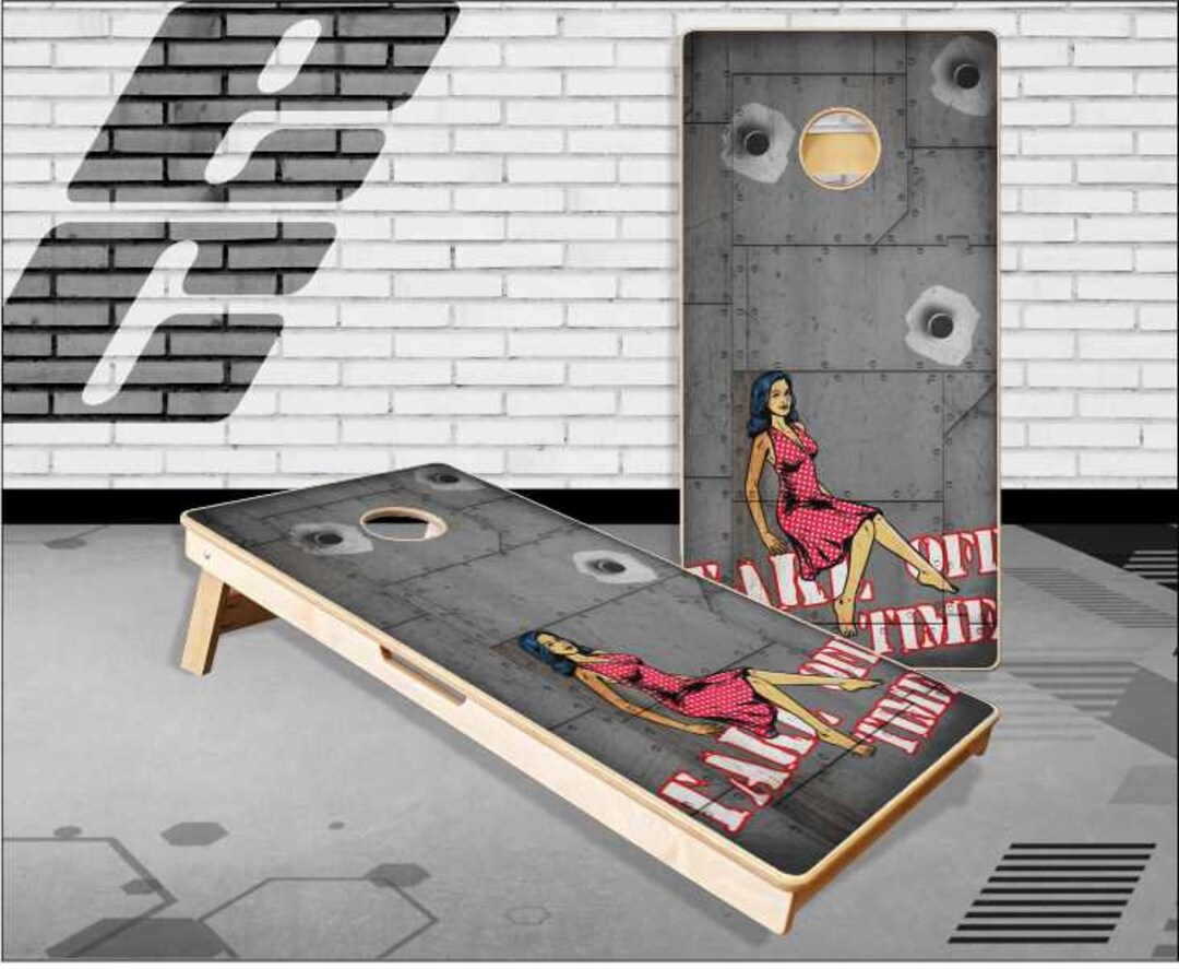 Take off Time Pin up Girl Cornhole Boards Bag Toss Baggo Game - Etsy