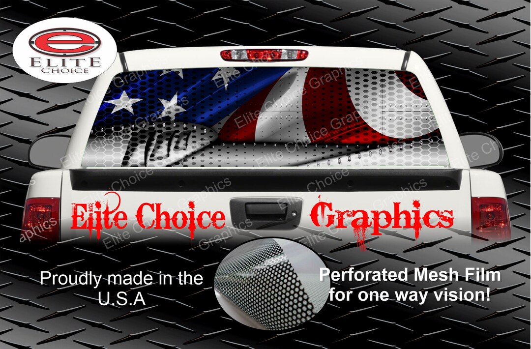 American Flag Metal Rear Window Graphic Tint Decal Sticker Truck SUV ...