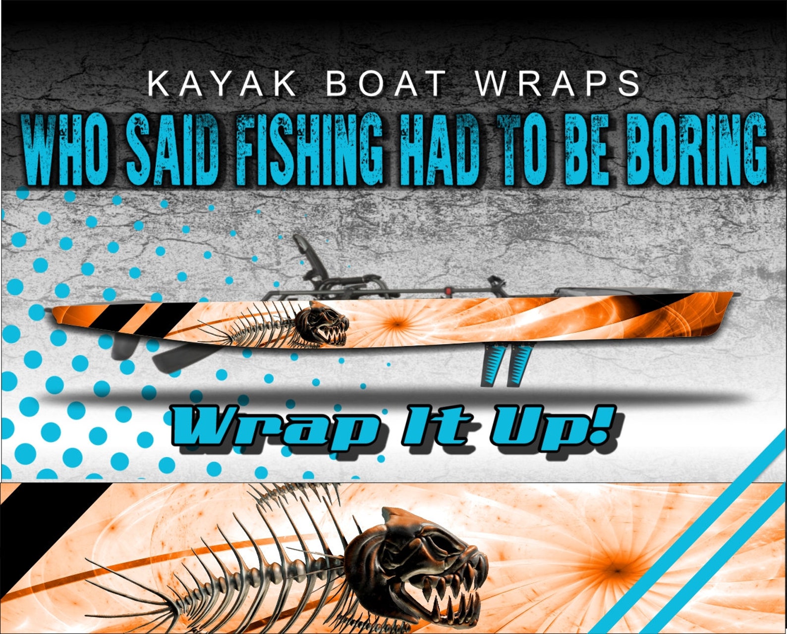 Orange Bone Fish Kayak Vinyl Wrap Kit Graphic Decal/sticker 12ft and ...