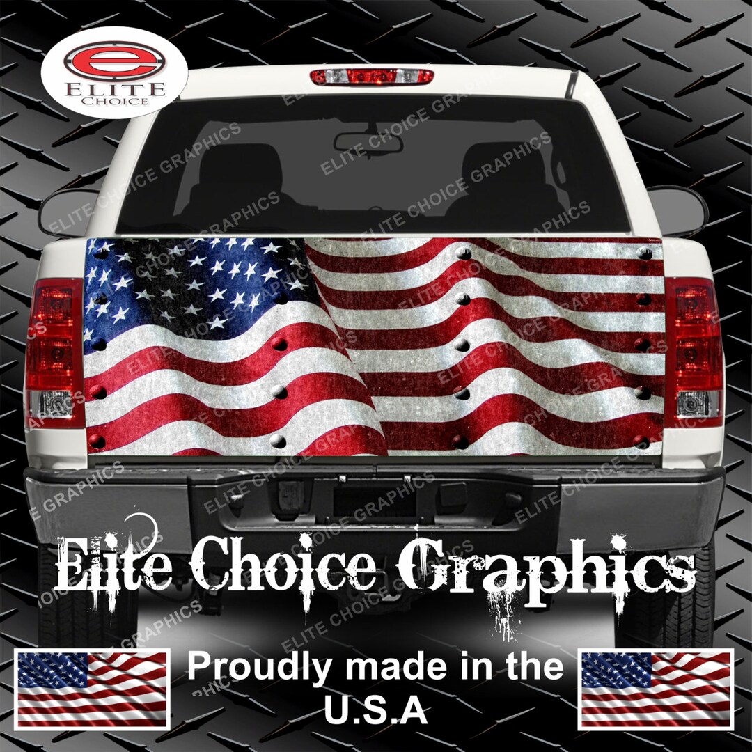 American Flag Rivets Truck Tailgate Wrap Vinyl Graphic Decal Sticker ...