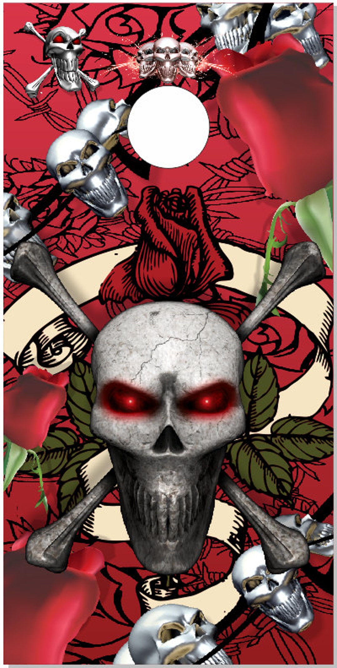 Skull Roses Cornhole Wrap Bag Toss Decal Skin Sticker Wraps Laminated ...