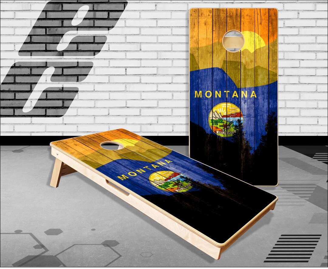Montana Flag Mountains Cornhole Boards Bag Toss Game With Bags - Etsy