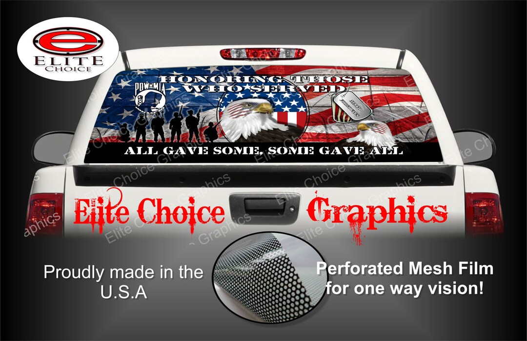 Military Honor Vets Patriotic Flag Rear Window Graphic Tint Decal ...