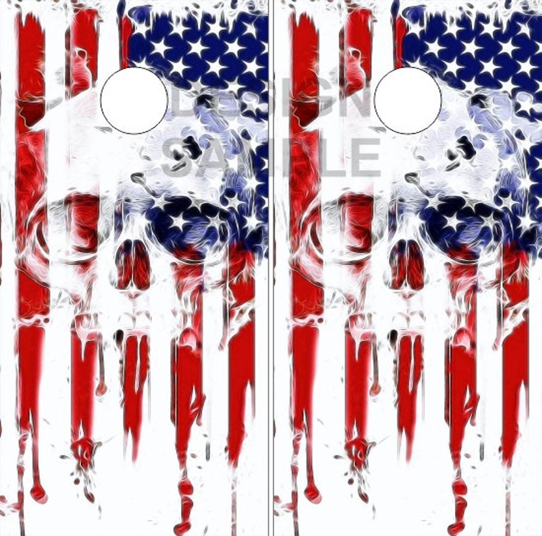 Skull Smoke Flag Cornhole Wrap Bag Toss Decal Skin Sticker Wraps ...