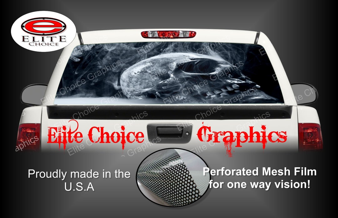 Smoking Skull Rear Window Graphic Tint Decal Sticker Truck SUV Van Car ...