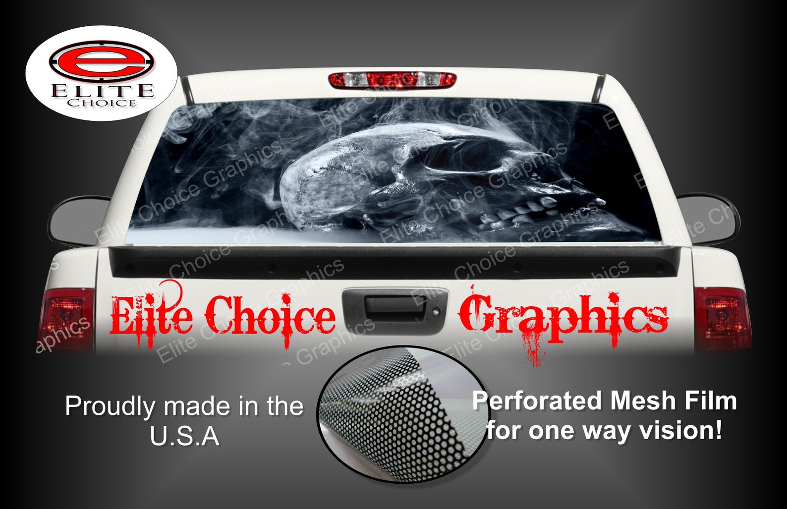 Smoking Skull Rear Window Graphic Tint Decal Sticker Truck SUV Van Car ...