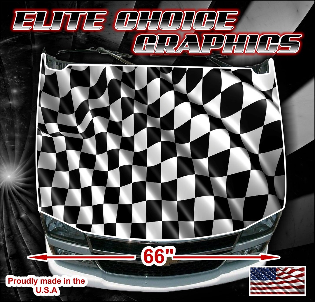 Racing Checkered Flag Vinyl Hood Wrap Bonnet Decal Sticker Graphic ...