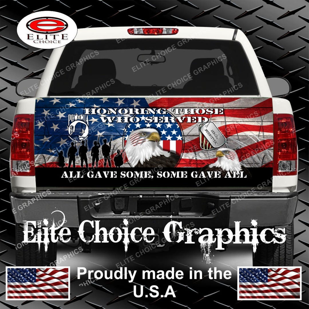 Military Honor Vets Patriotic Flag Truck Tailgate Wrap Vinyl Graphic ...
