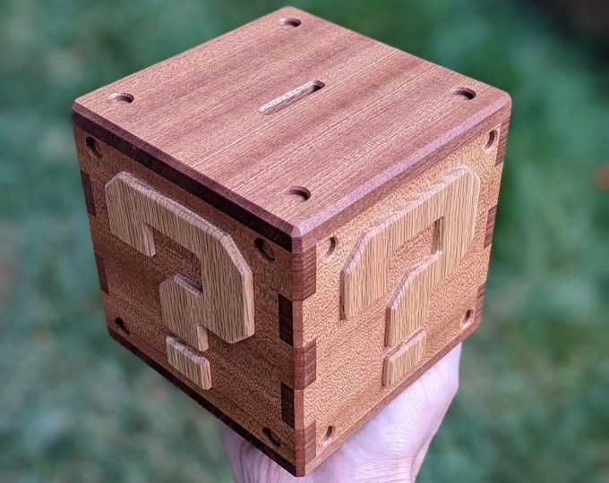 Super Mario Piggy Bank Wood Block Retro Nintendo Coin Fan Art - Etsy
