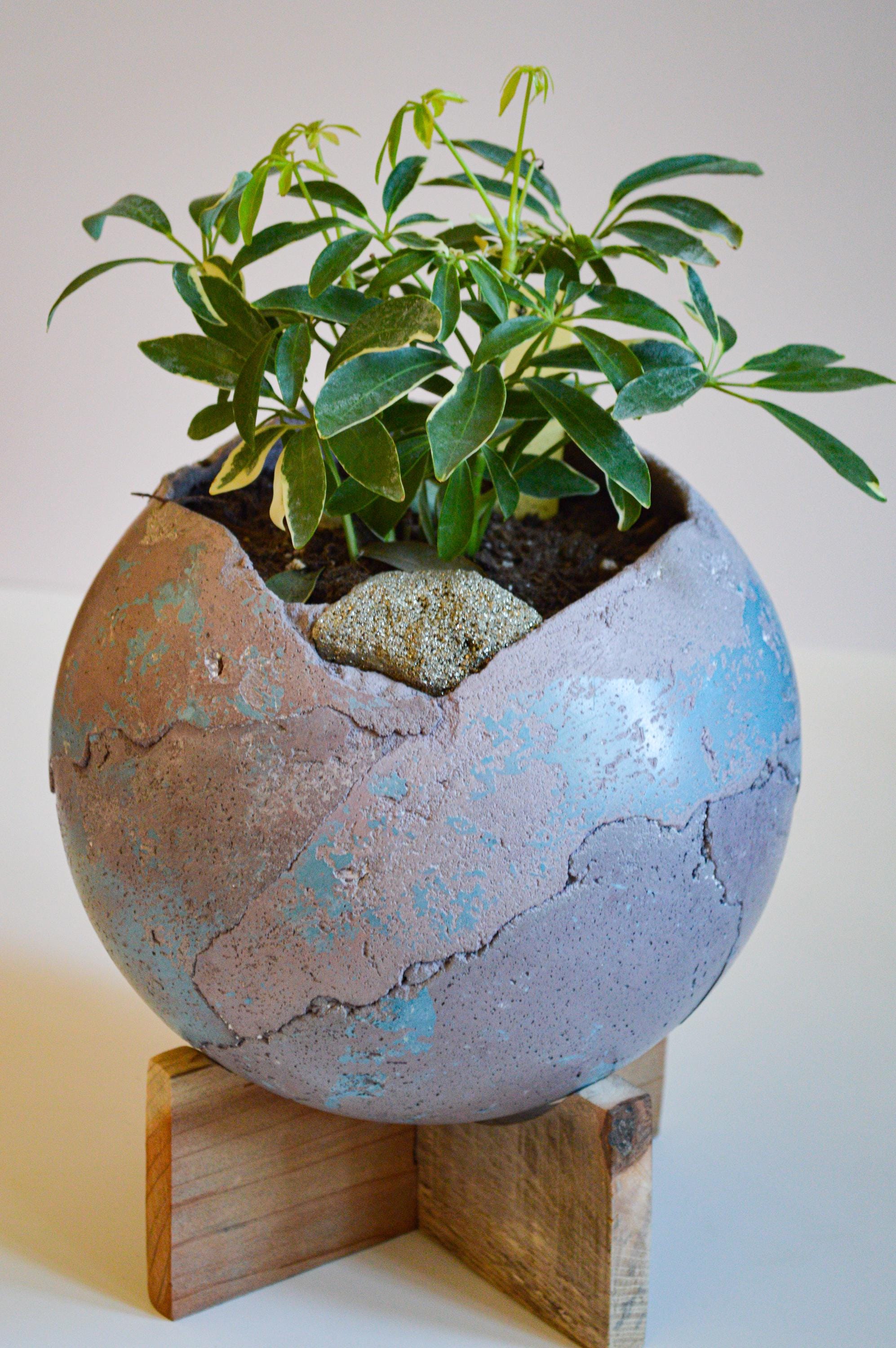 Purple Cement Crystal Orb Planter XL - Etsy
