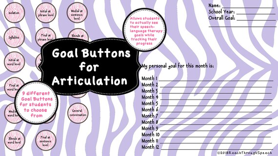 Speech Therapy Articulation Goal Tracking - Etsy