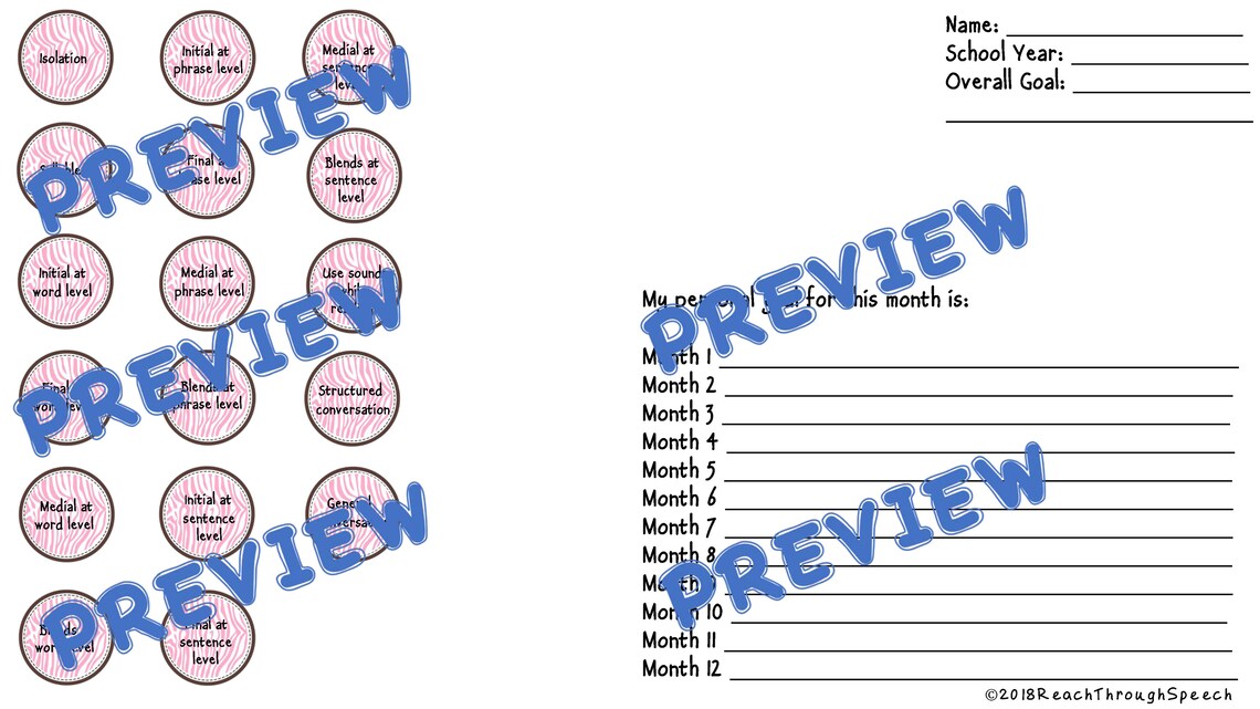 Speech Therapy Articulation Goal Tracking - Etsy