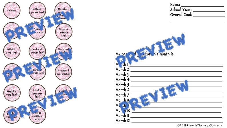 Speech Therapy Articulation Goal Tracking - Etsy